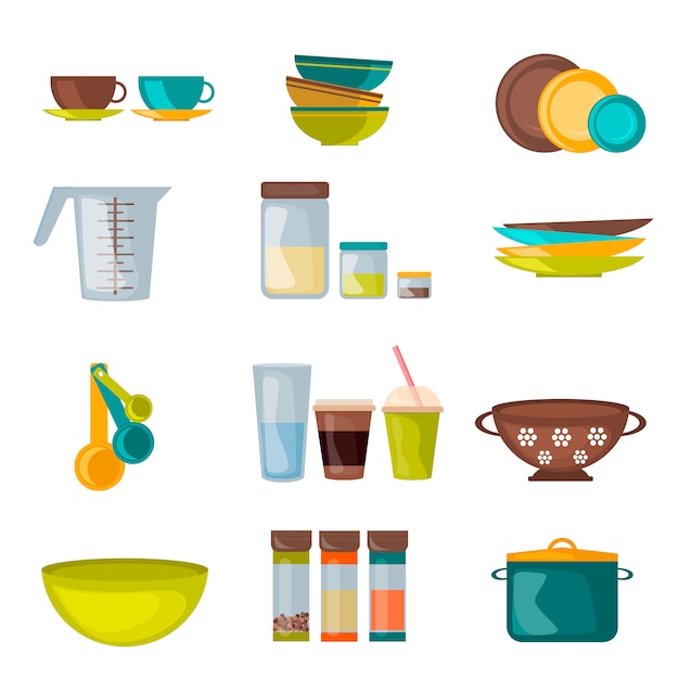 Vibrant Kitchen Essentials: A Colorful Collection of Dishware and ...