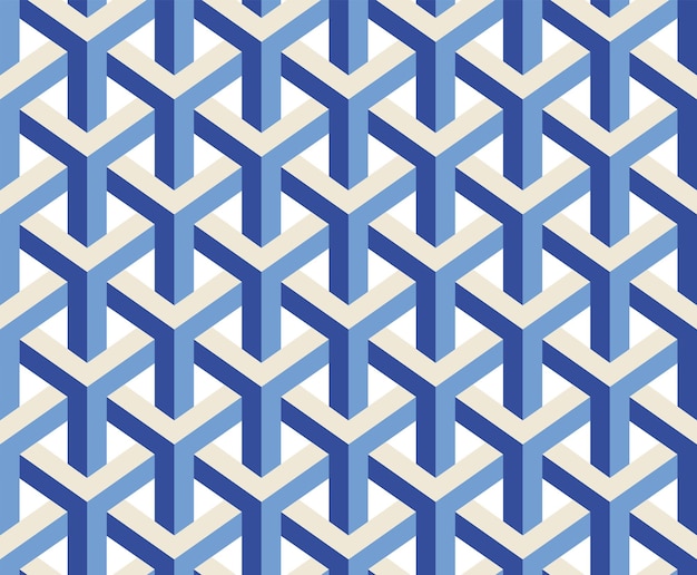 Interlocking Geometric Cubes in Shades of Blue | Jiffy Designs