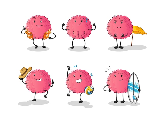 Vibrant Brain Mascot Collection with Diverse Activities | Jiffy Designs