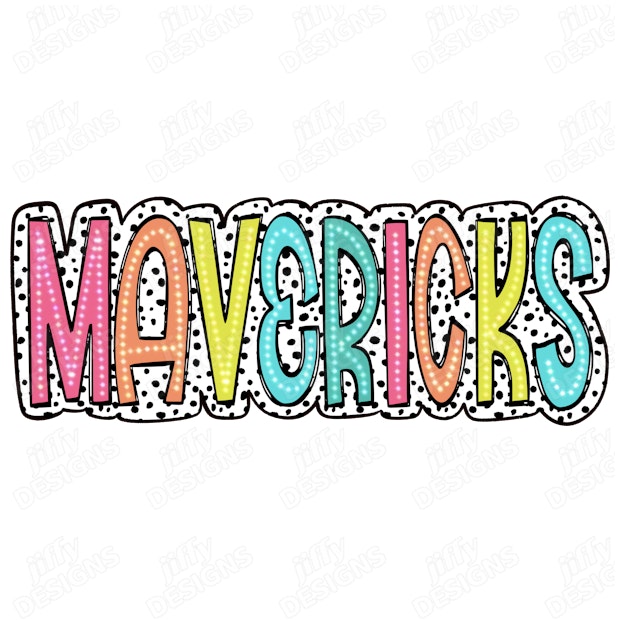 'Mavericks' Colorful Polka-Dotted Text with Playful Bubble Letter Style ...