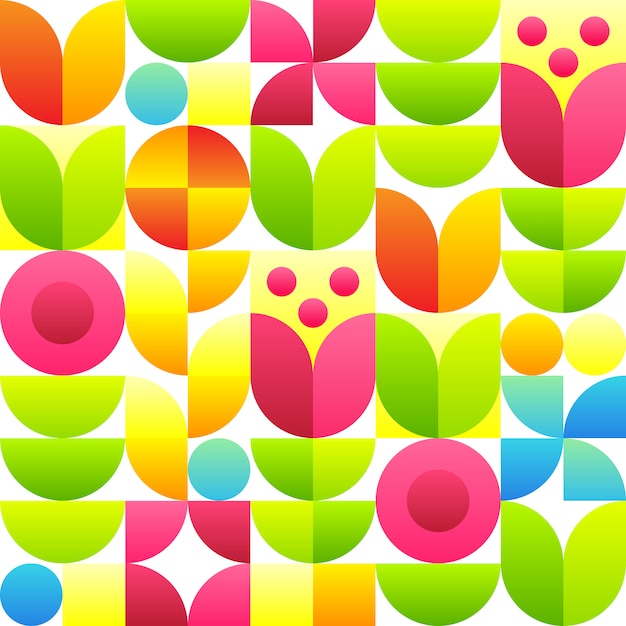 Vibrant Tulip-Inspired Floral Pattern with Geometric Shapes | Jiffy Designs