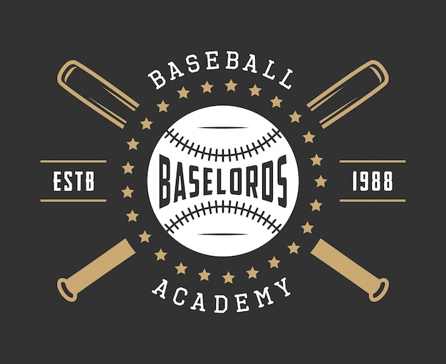 Vintage Baseball Academy Emblem with Crossed Bats | Jiffy Designs