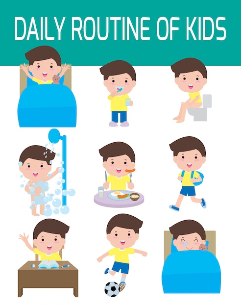 Cheerful Cartoon Kids' Daily Activities and Routines | Jiffy Designs