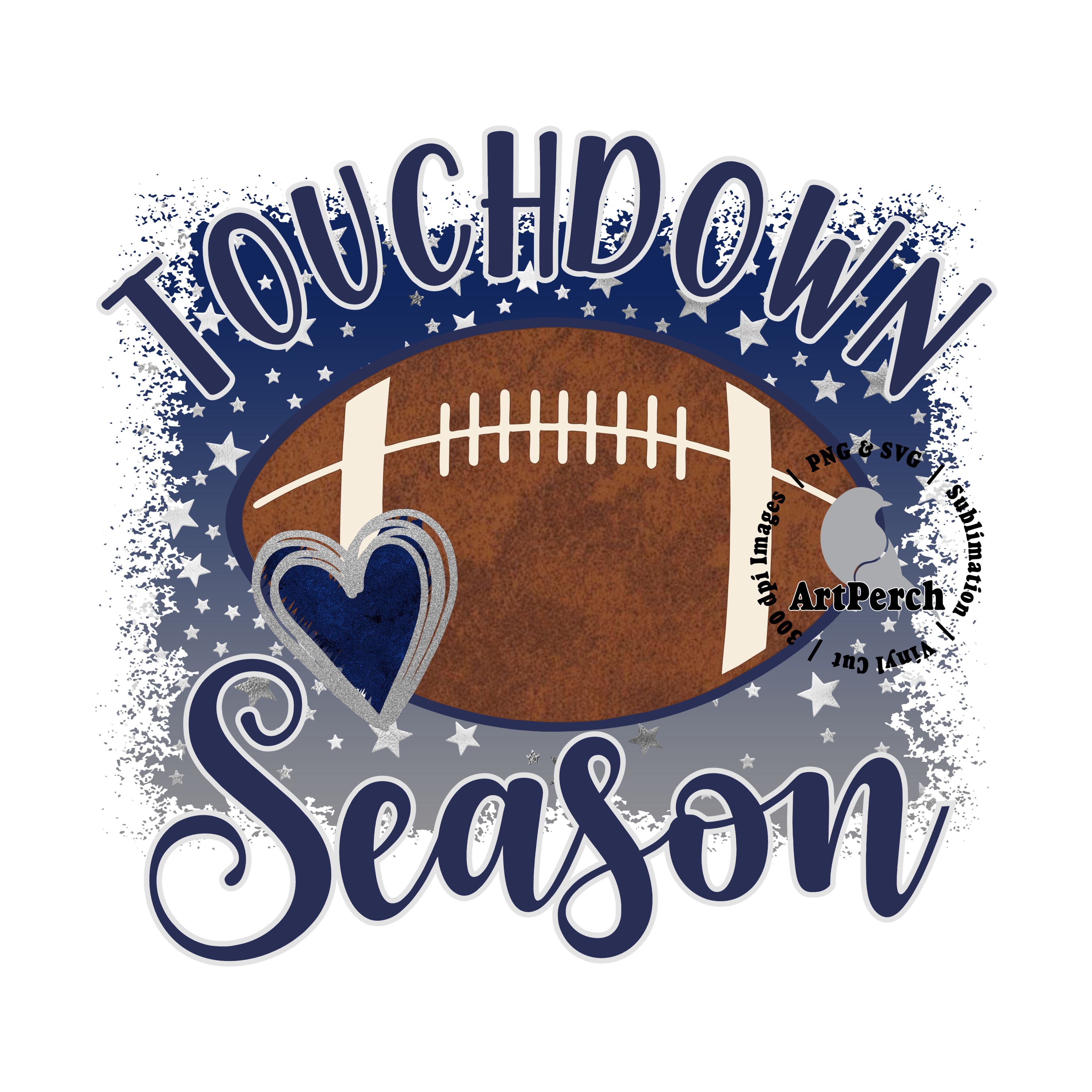 Touchdown Season Shirt Design, Navy Blue Stars, Football PNG, Fall ...