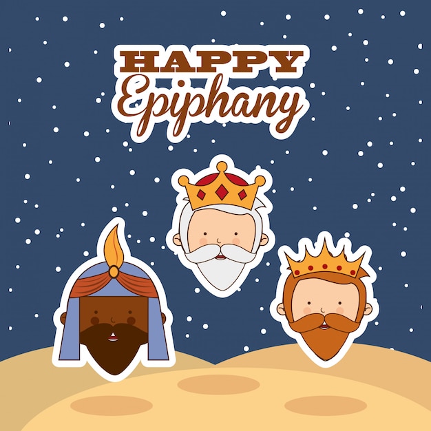 Three Wise Men Epiphany Illustration with Starry Night Sky | Jiffy Designs