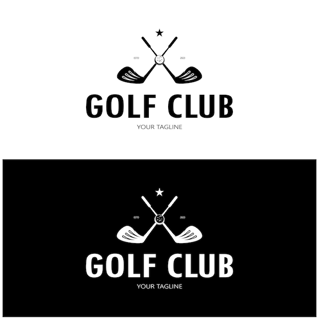 Stylish Golf Club Logo with Crossed Clubs and Stars | Jiffy Designs