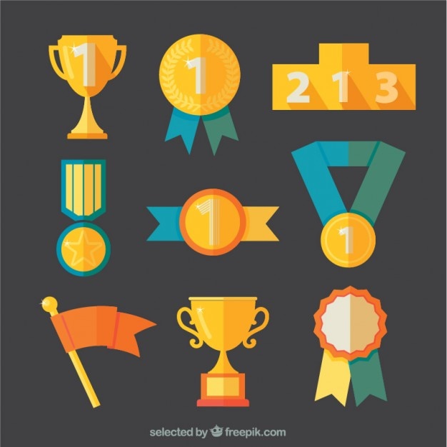 Vibrant Trophy and Award Icons Collection for Stickers and Clipart ...