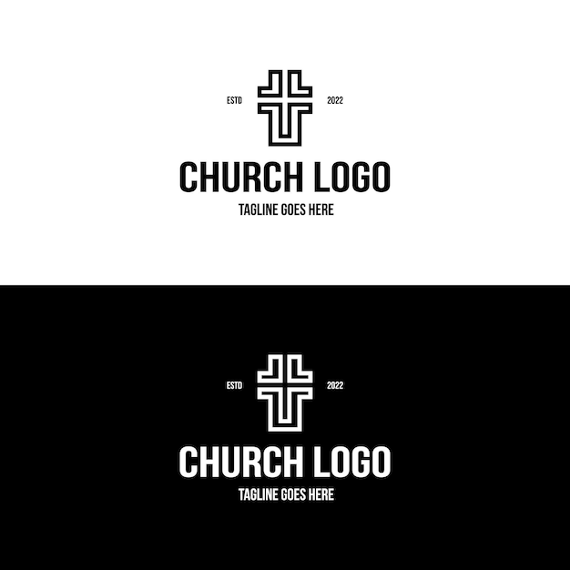 Minimalist Christian Cross Symbol with Typographic Church Logo | Jiffy ...