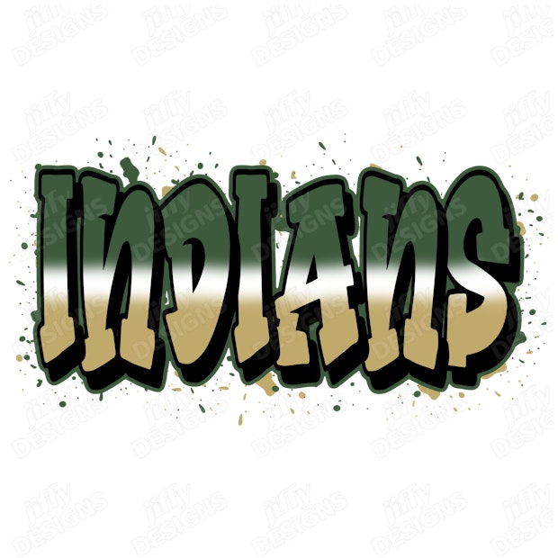 'Indians' Graffiti-Style Text with Splattered Paint Effect | Jiffy Designs