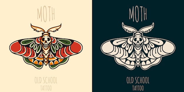 Vibrant Old School Tattoo-Inspired Moth Illustration | Jiffy Designs