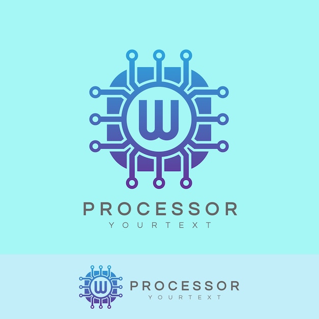 Stylized Processor Icon with Gradient Shades and Techno Typography ...