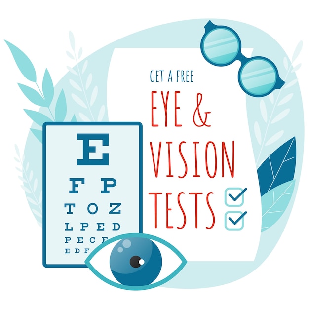 Vibrant Eye Exam Poster with Eyeglasses and Vision Test | Jiffy Designs