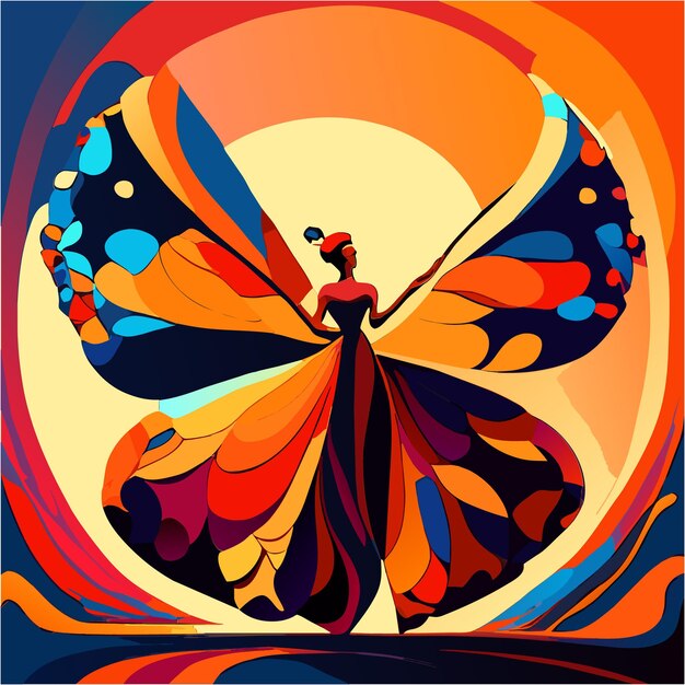 Vibrant Butterfly Silhouette in Captivating Sunset Landscape | Jiffy ...