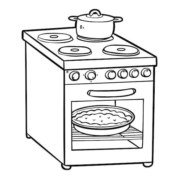 Detailed Illustration of a Classic Kitchen Stove | Jiffy Designs