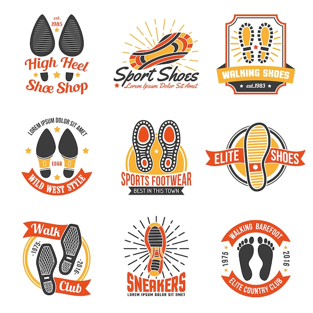Vibrant Collection of Shoe-Themed Logos and Emblems for Sports and ...