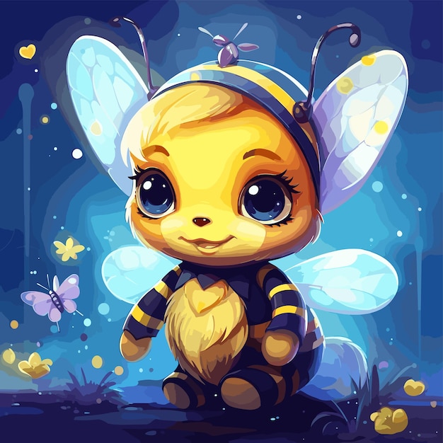 Adorable Cartoon Bee with Enchanting Fairy Wings | Jiffy Designs