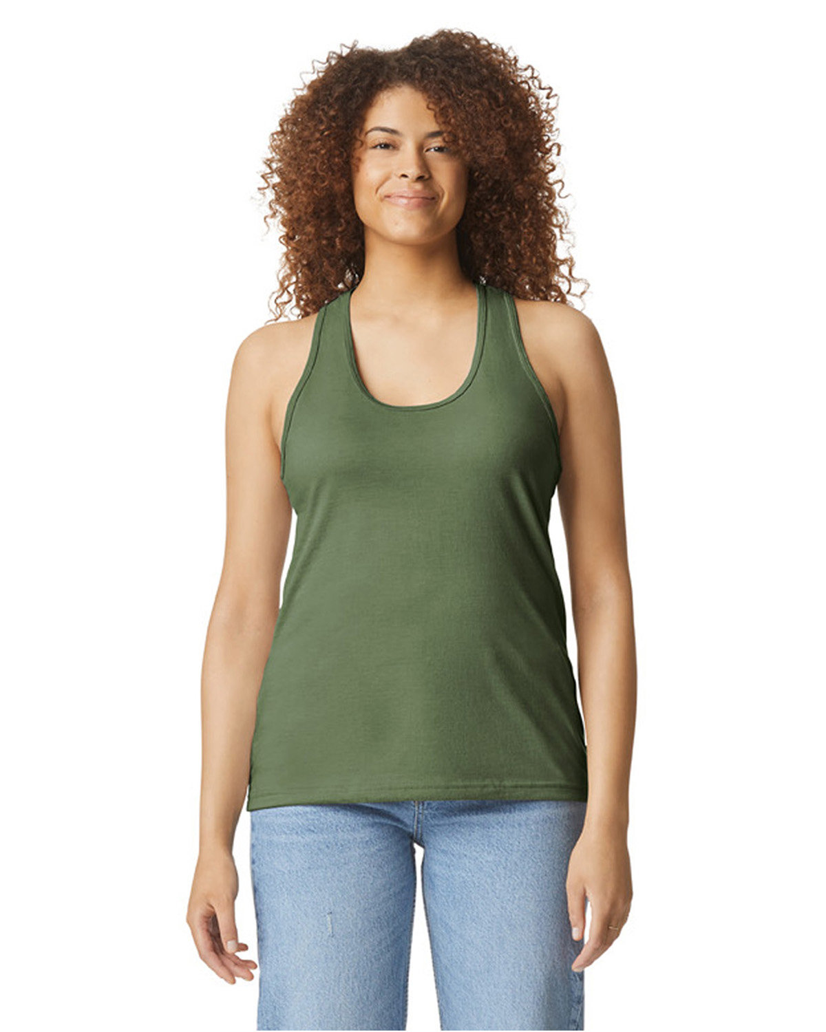 Gildan Women's Softstyle Cvc Racerback Tank G672 L Cactus | Jiffy