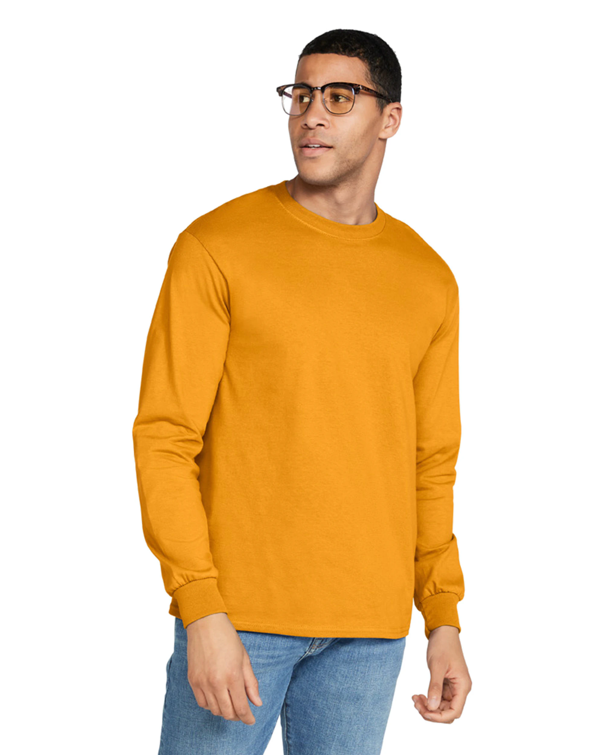 Gildan Unisex Ultra Cotton® Long Sleeve T Shirt G240 Gold | Jiffy