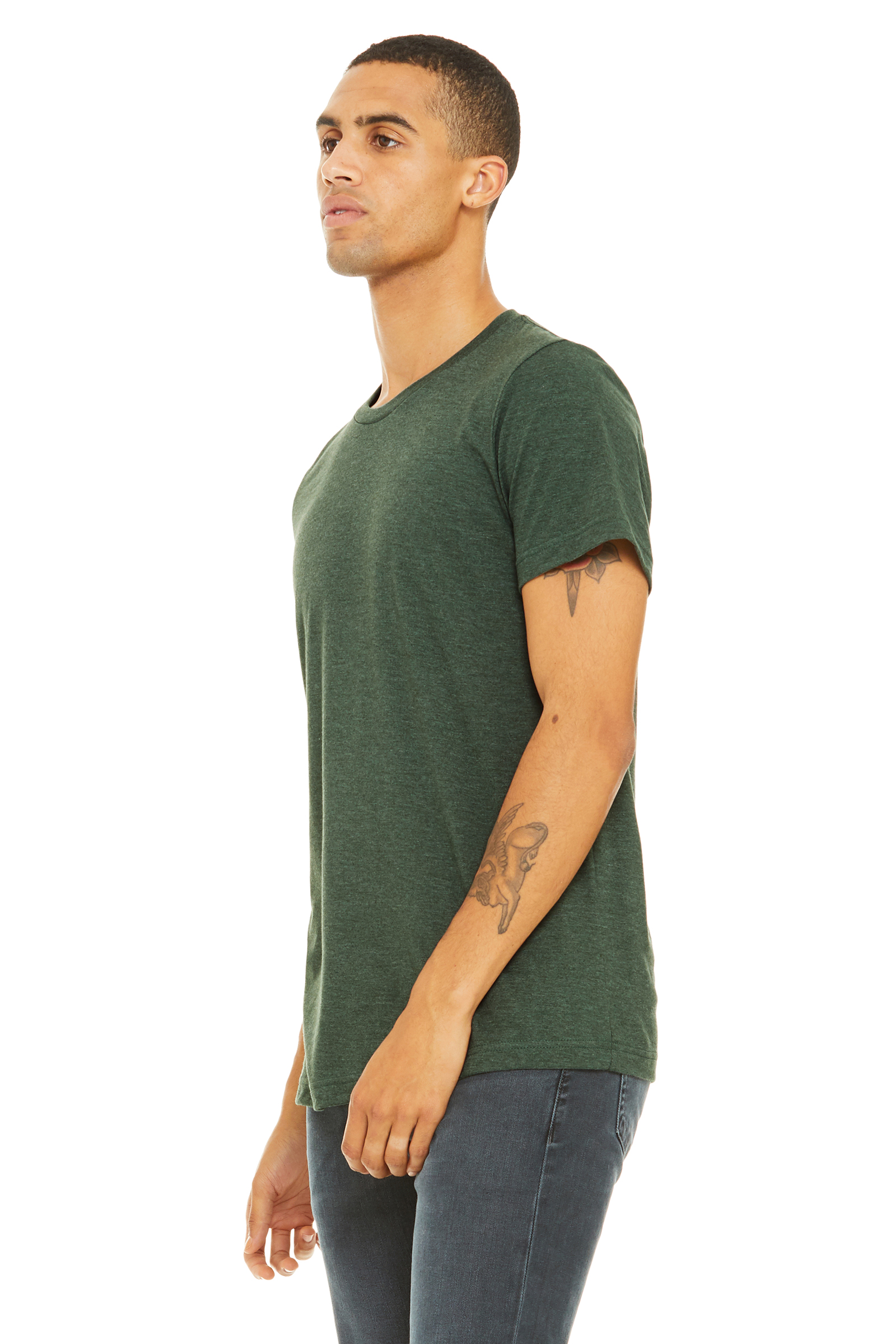 Custom T-Shirts Heather Forest - Bella + Canvas 3001CVC | Jiffy Custom ...