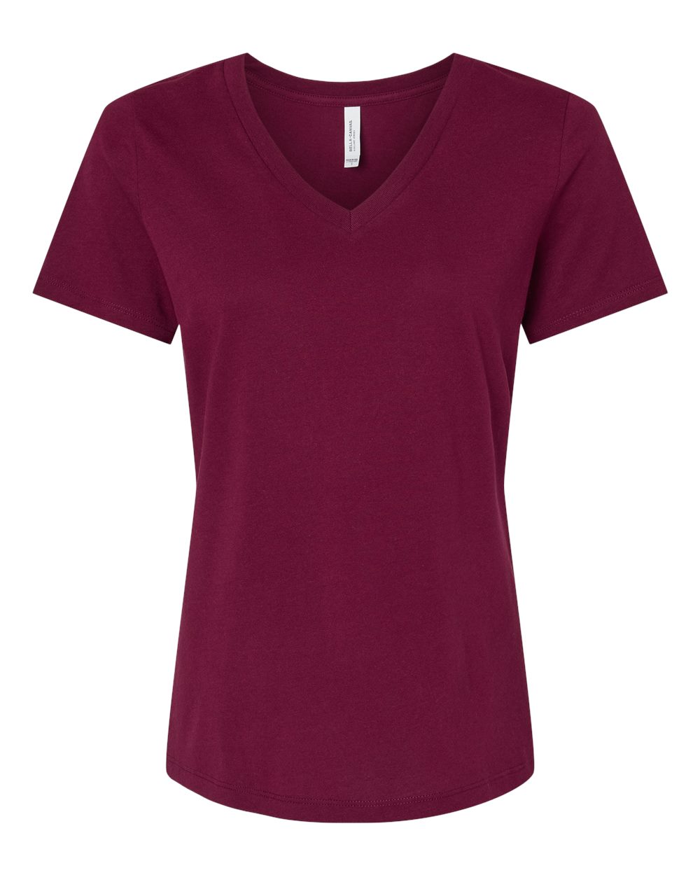 Bella Canvas Women's Relaxed Jersey V Neck T Shirt 6405 Maroon | Jiffy
